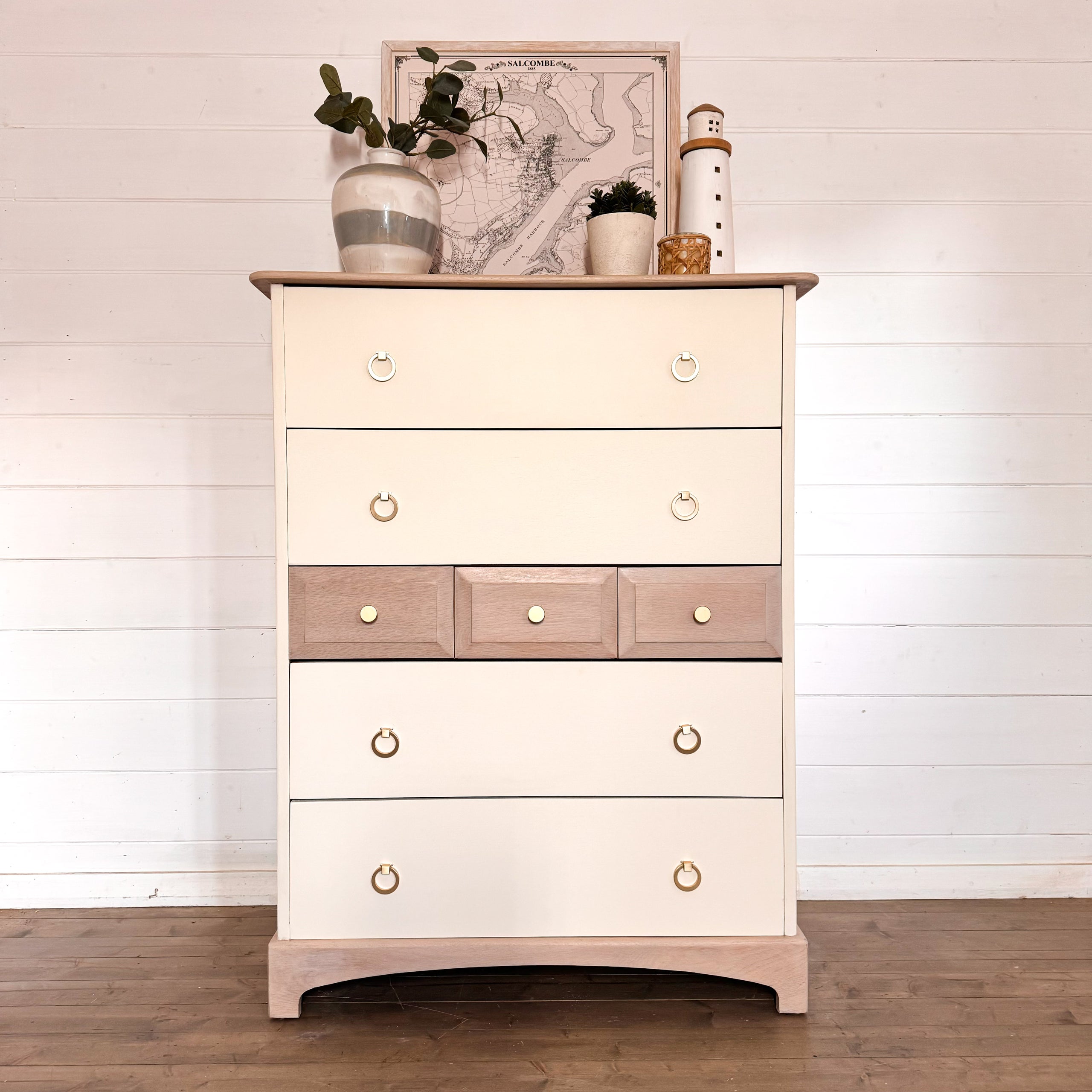 Stag Madrigal Tallboy Painted Cream with White Wash Details | Chalk and ...